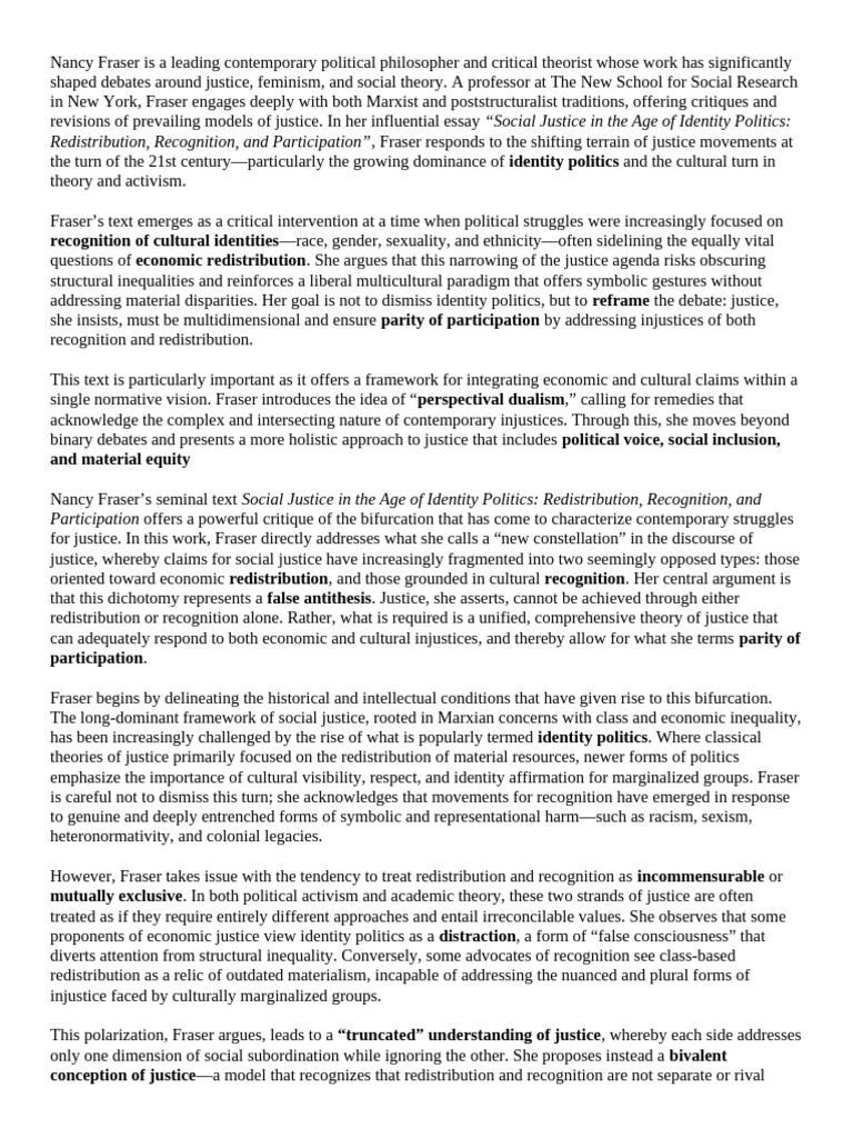 Nacy Frazer | PDF | Identity Politics | Justice