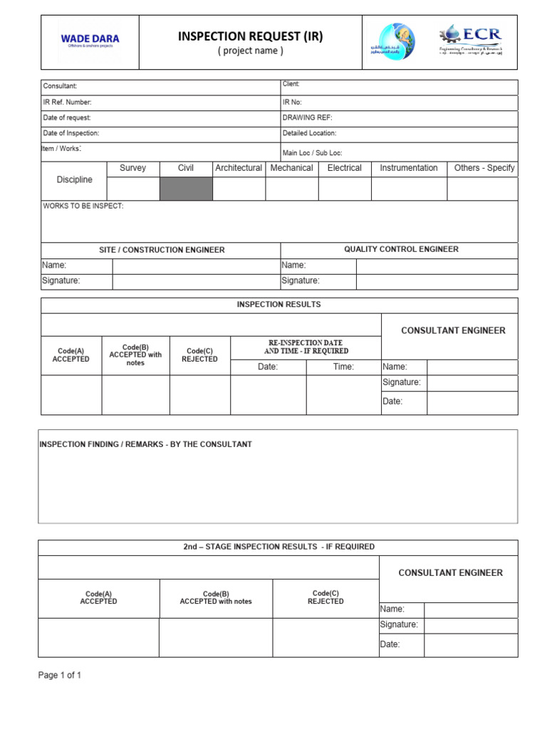 IR Sample Sento To Contractor | PDF | Engineering | Quality