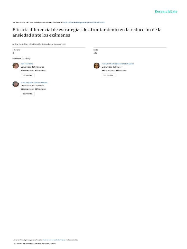 Eficacia diferencial de estrategias de afrontamiento en la reducción de ...