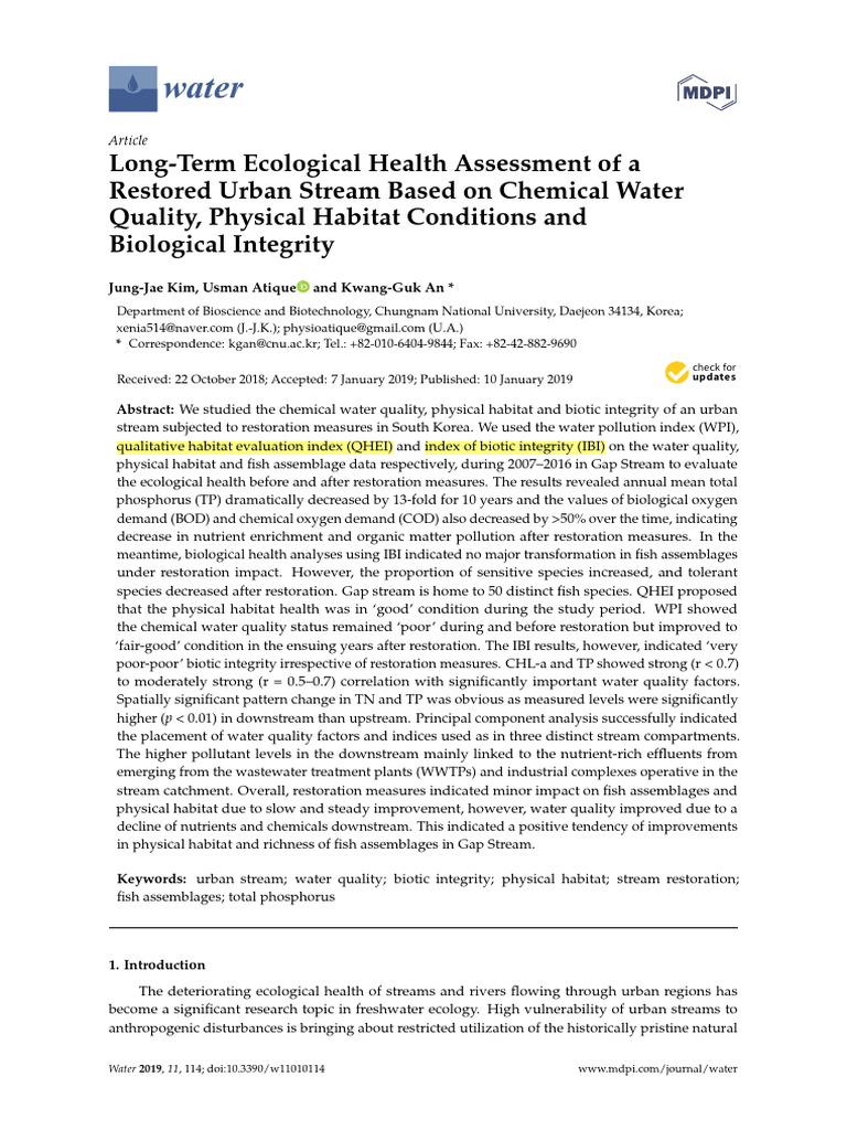 Qualitative Habitat Evaluation Index (QHEI) | PDF | Ecosystem | Water ...