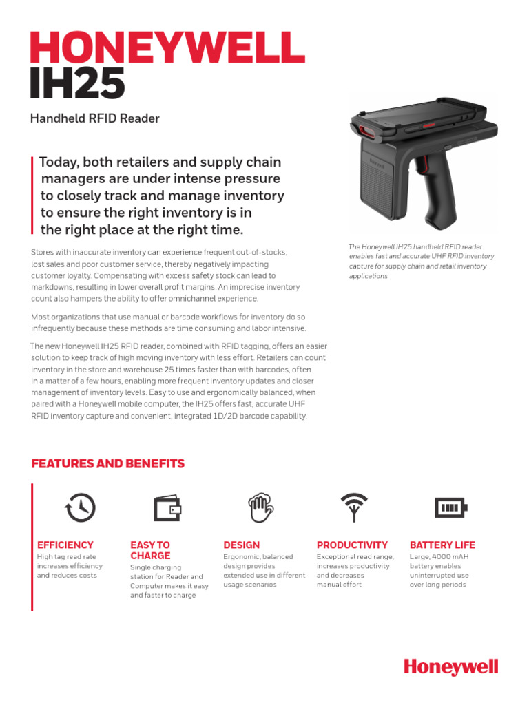 Sps PPR Ih25 Rfid Reader Data Sheet en | PDF | Inventory | Radio Frequency Identification