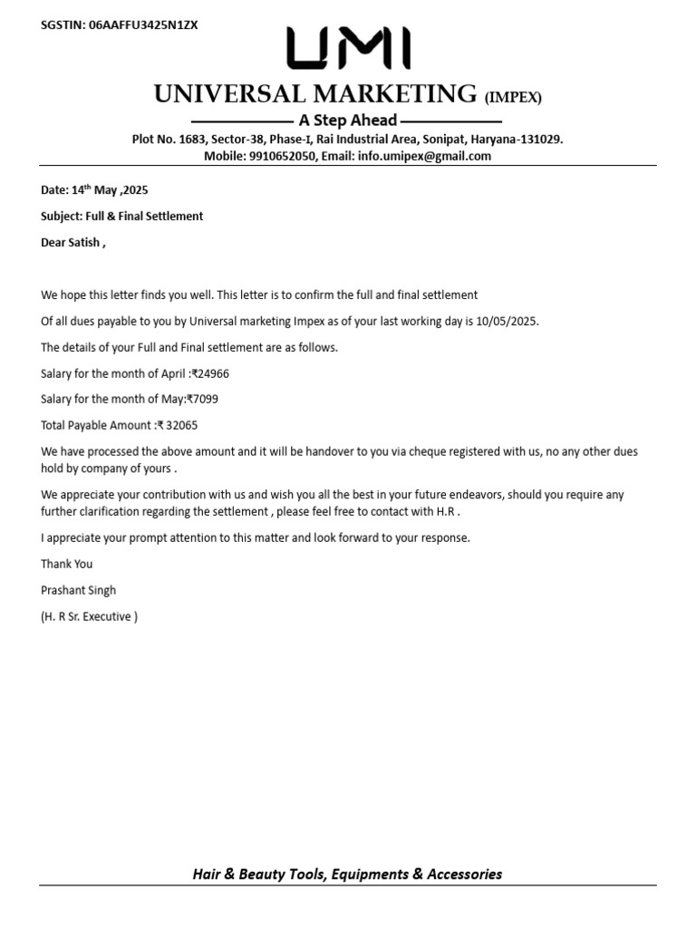 Satish Full & Final | PDF