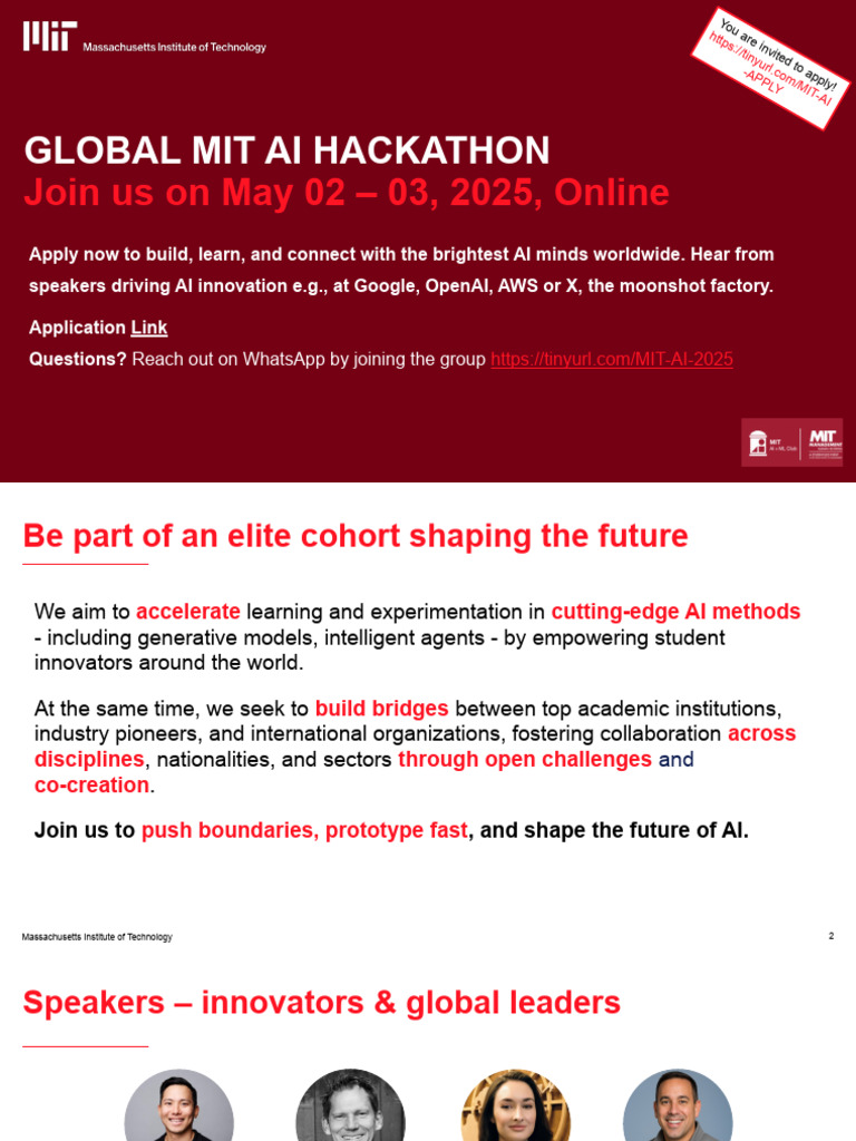 Apply To The Global MIT AI Hackathon | PDF | Artificial Intelligence | Intelligence (AI) & Semantics