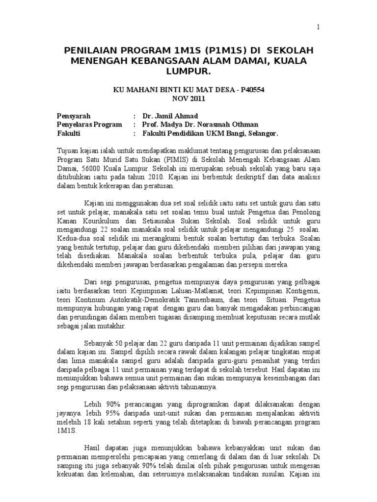 Pelaksanaan 1M1S | PDF