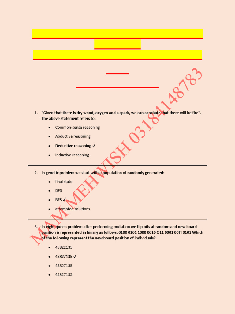 CS607 MCQs Mids 2024 Mam Mehwish | PDF | Applied Mathematics | Algorithms