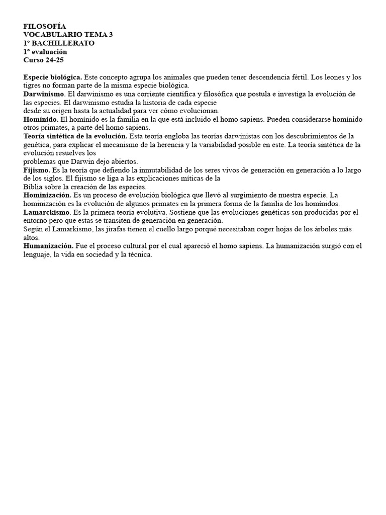 VOCABULARIO TEMA 3. 1º Evalu. | PDF