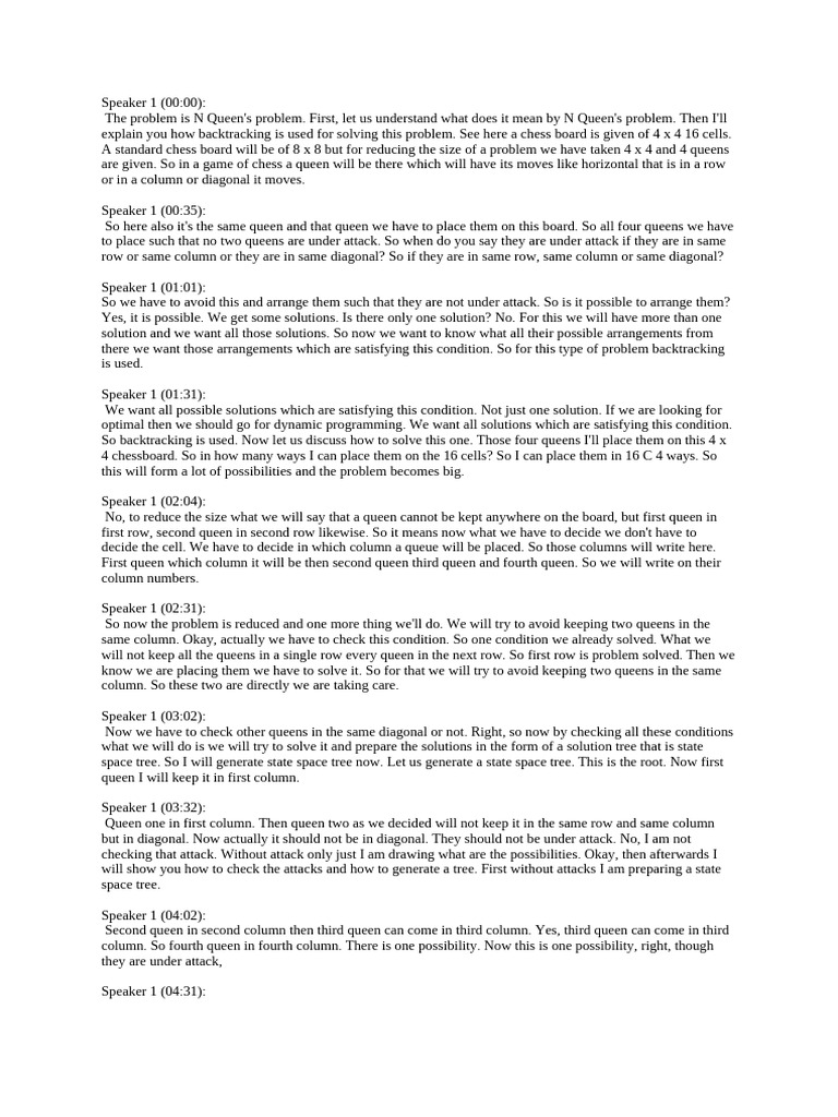 6.1 N Queens Problem Using Backtracking - mp4 | PDF | Theoretical Computer Science | Algorithms ...