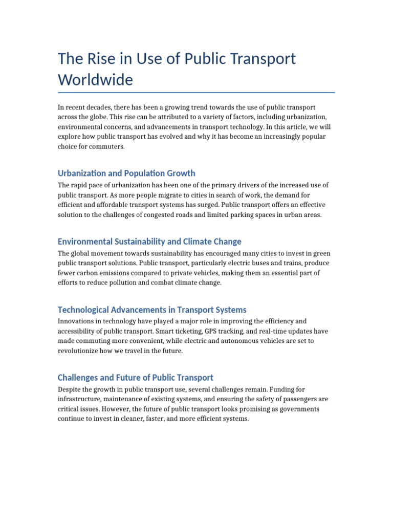 Rise Public Transport Use | PDF