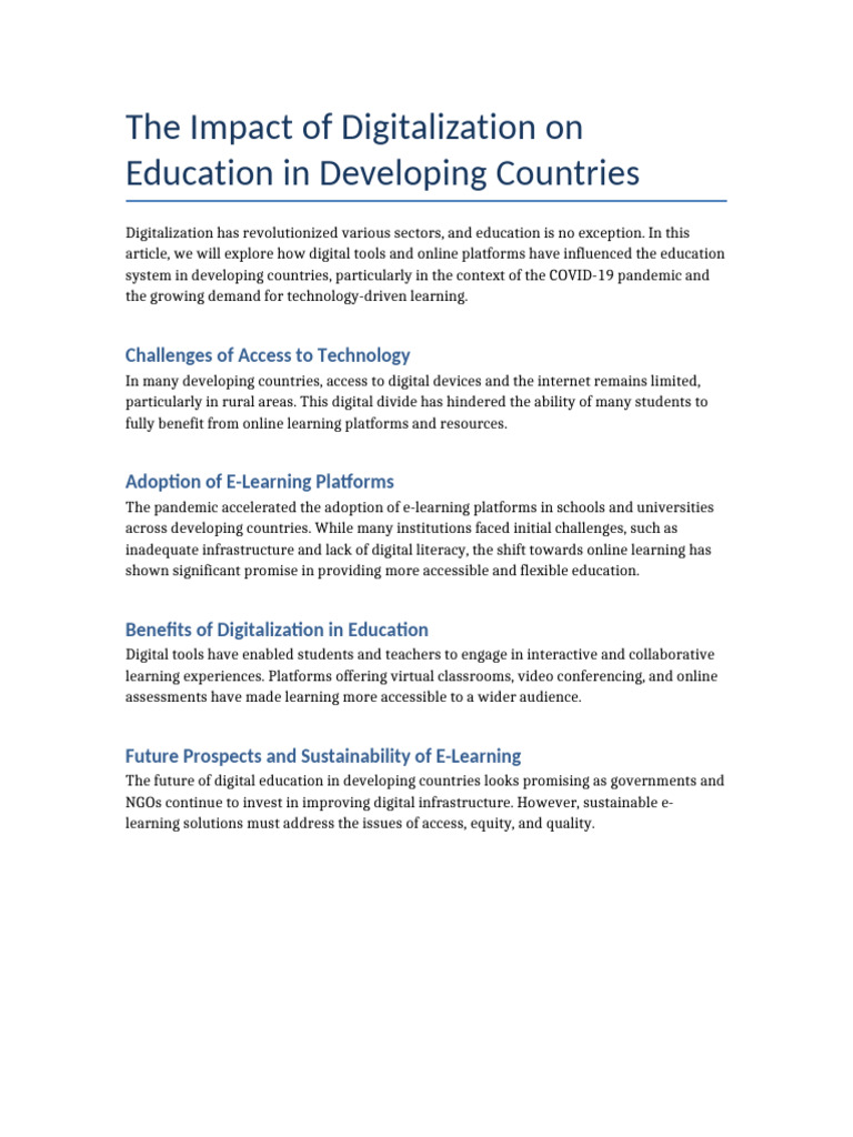 Impact Digitalization Education | PDF