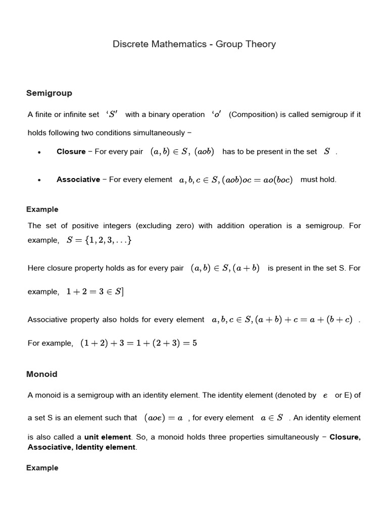 Discrete Mathematics - Group Theory | PDF | Group (Mathematics) | Mathematical Analysis