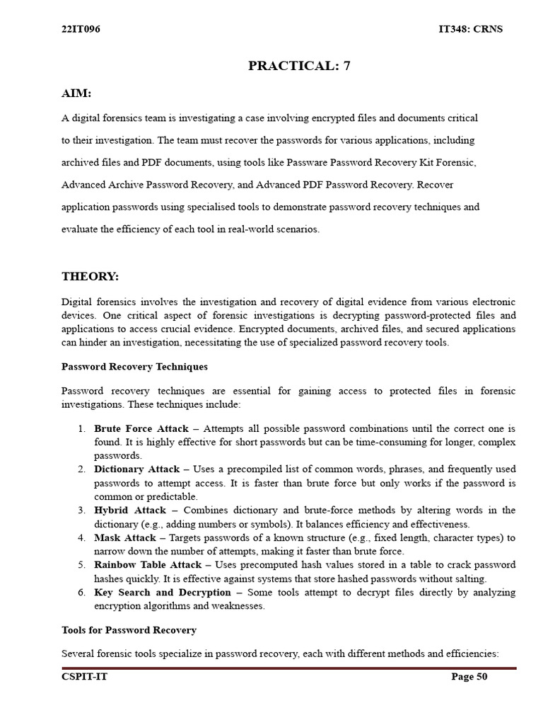 CRNS PR7 22it096 | PDF | Password | Encryption