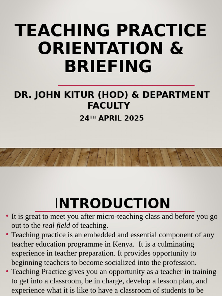 Teaching Practice Orientation & Briefing - 2025 | PDF | Teachers ...