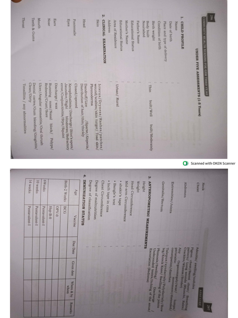 Under Five Assessment | PDF