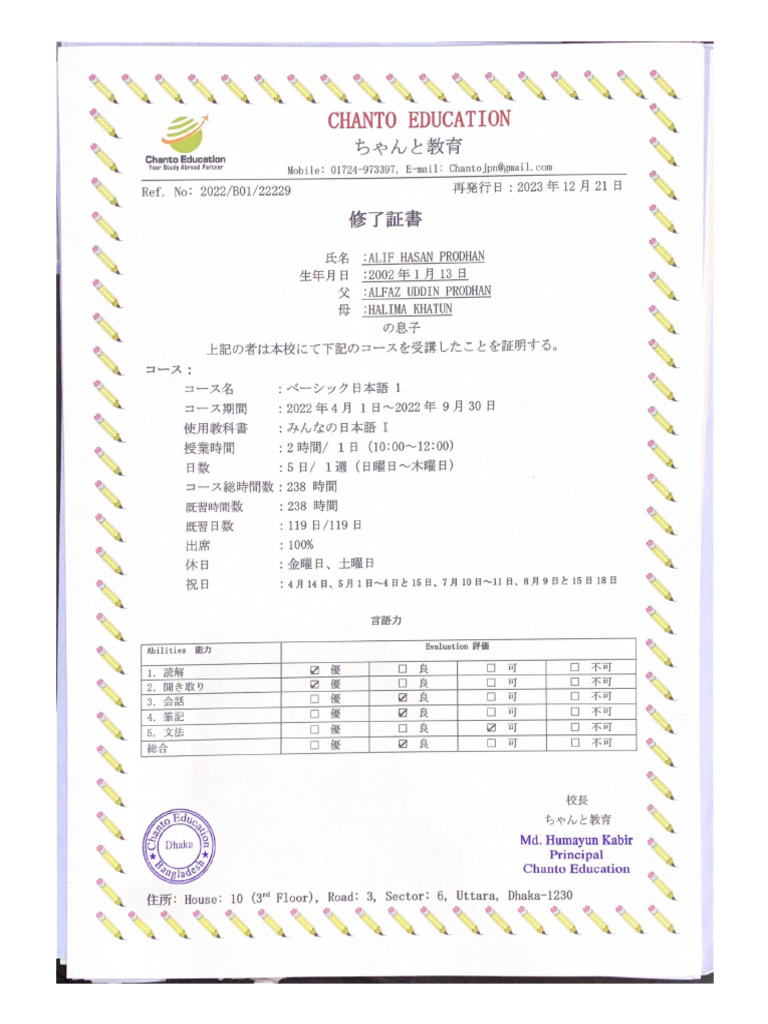 150 Japanese Certificate | PDF