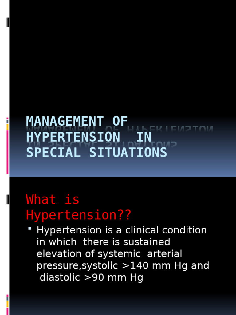 Management of Hypertension in Special Situations | PDF | Hypertension ...