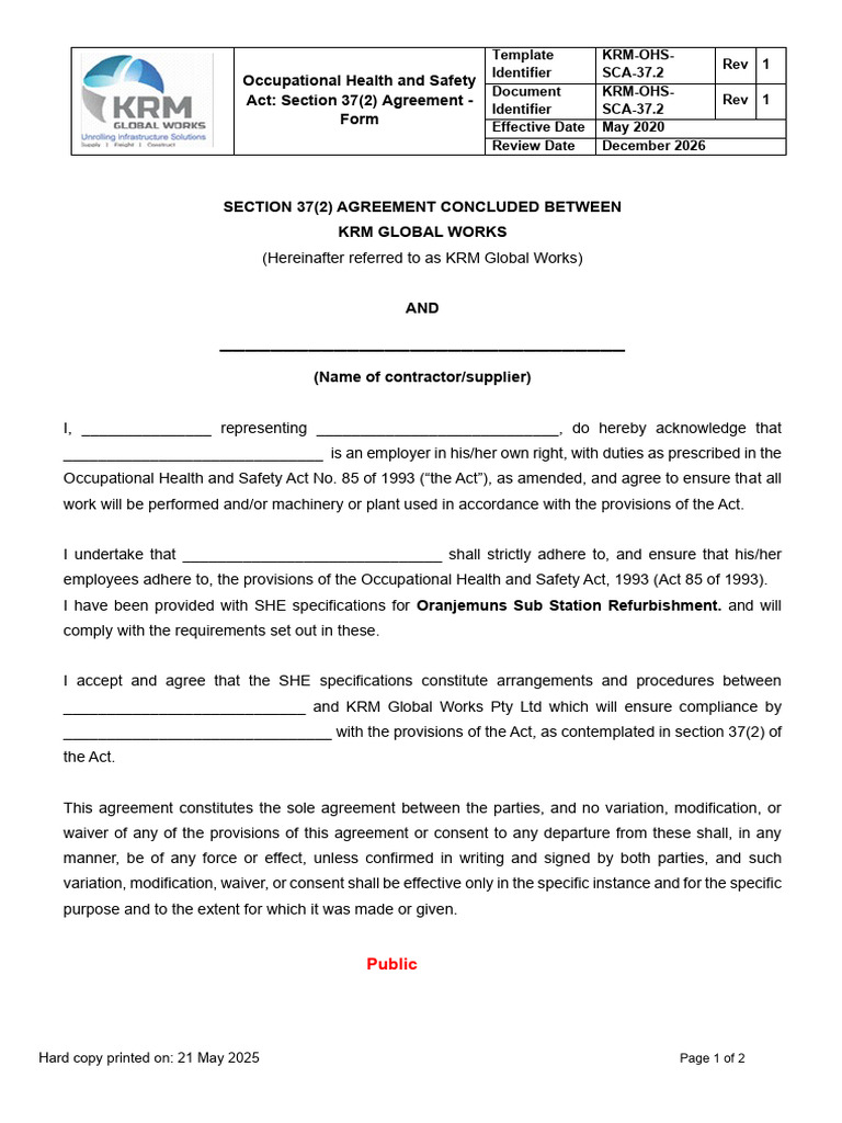Asbestos Sub Contractors Section 37.2 Agreement | PDF | Business Law ...