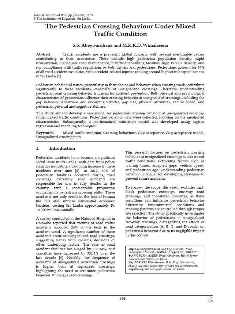 Pedestrian Crossing Behavior Model | PDF | Coefficient Of Determination ...