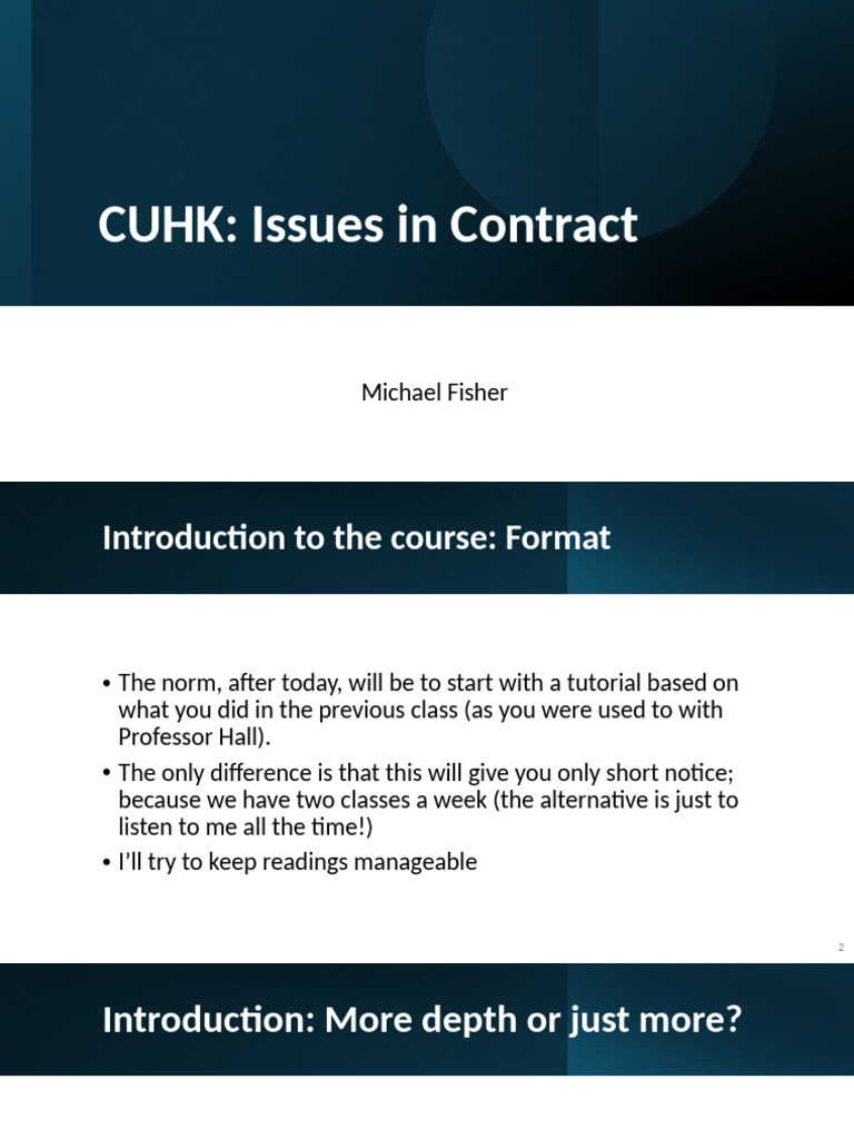 CUISSCon 2025 Week 1.1 Lec 1 Consideration | PDF | Consideration | Estoppel