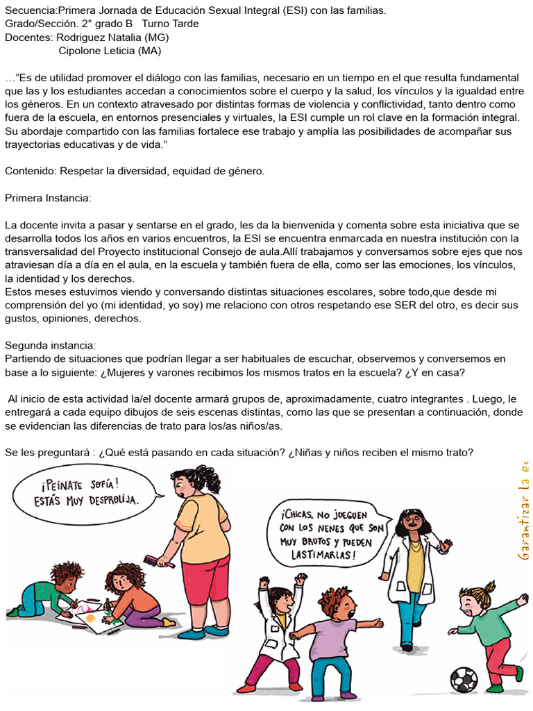Secuencia_Primera Jornada de Educación Sexual Integral (ESI) con las familias | PDF