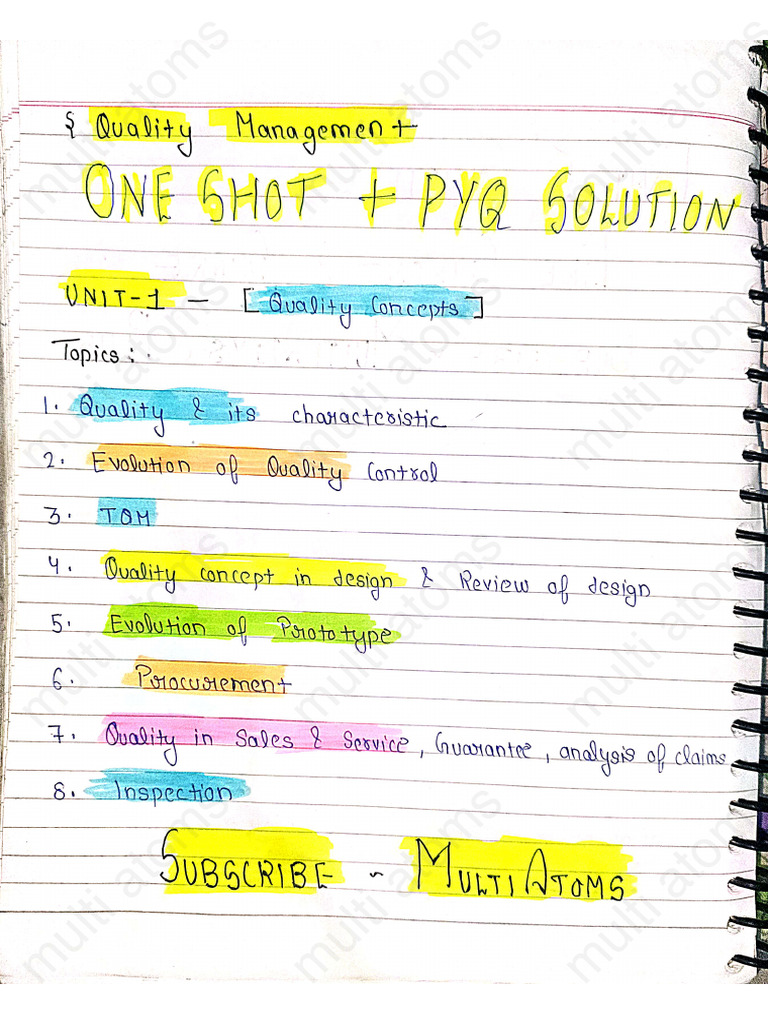 Quality Management Multi Atom Notes | PDF