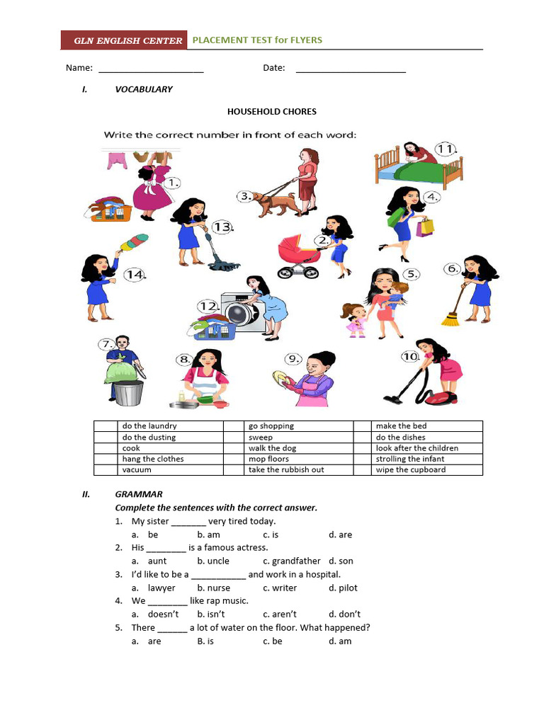 Placement Test For Flyers | PDF