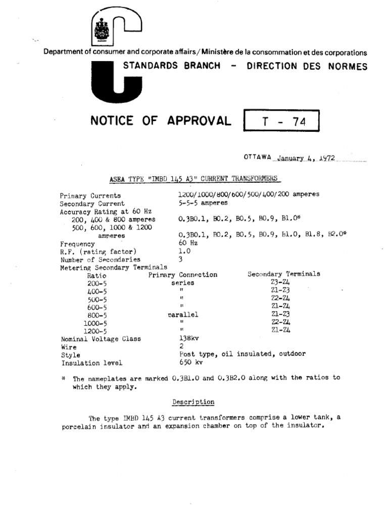 Caracteristicas de Un TC - 0074 | PDF