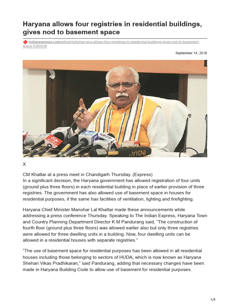 Haryana Allows Four Registries in Residential Buildings Gives Nod To ...