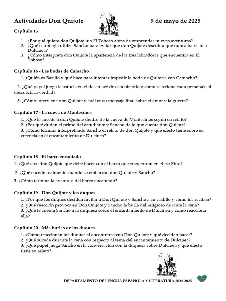 Actividades Don Quijote 9 de Mayo de 2025 | PDF