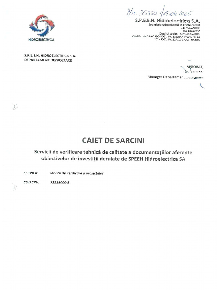 Caiet de Sarcini | PDF