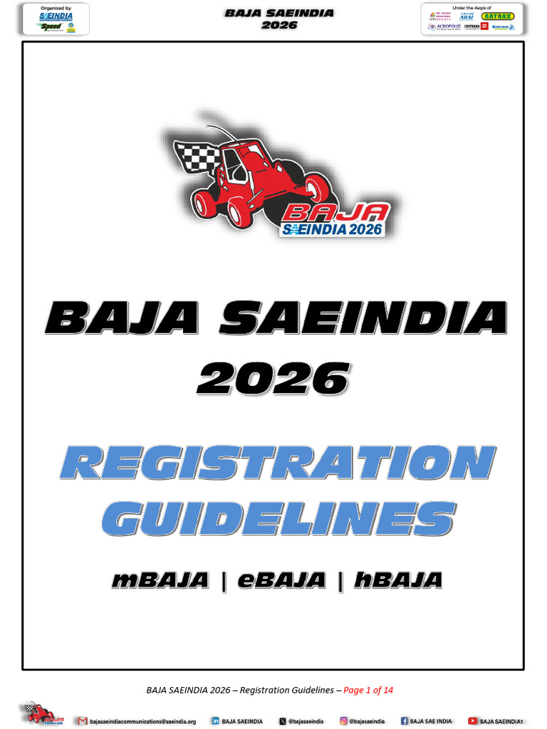 BAJA SAEINDIA 2026 - Registration Guidelines - 1741251056 | PDF | Identity Document | Payments