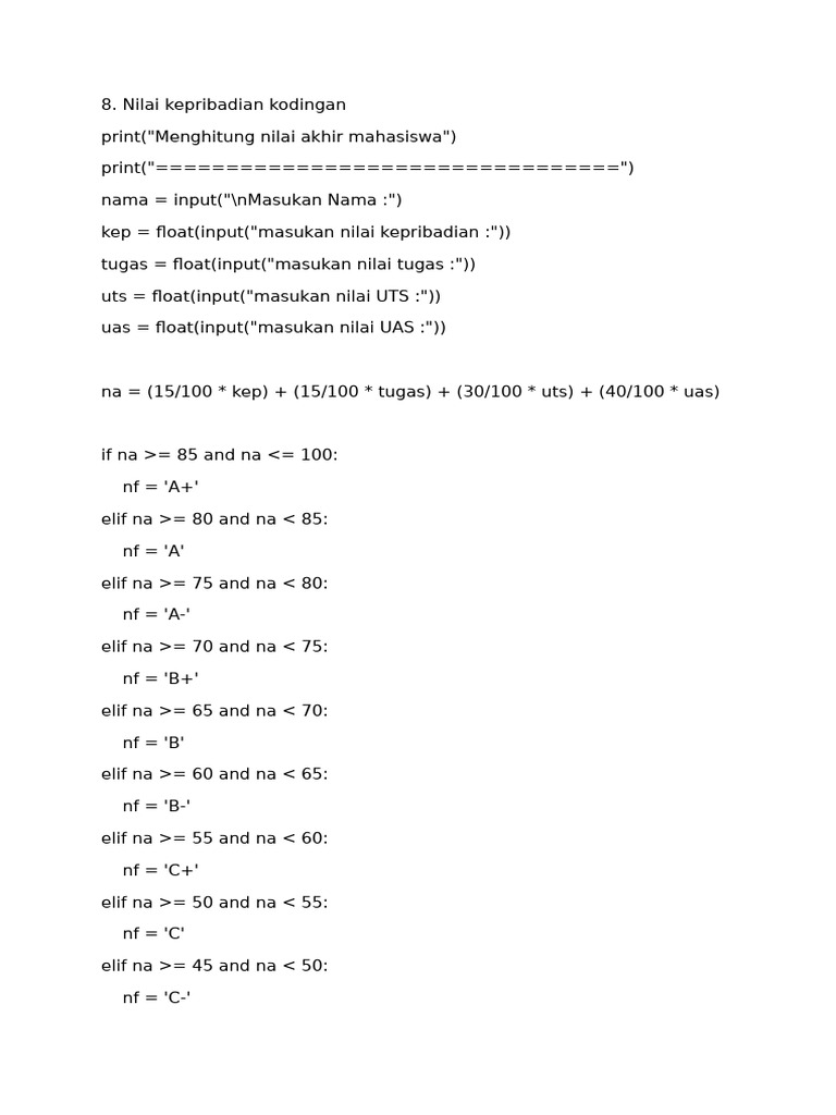 Kodingan Nilai | PDF