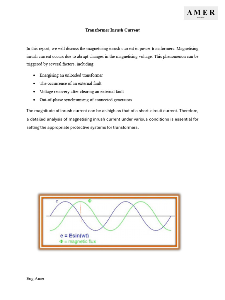 Transformer Inrush Current Analysis Pdf Transformer Electrical