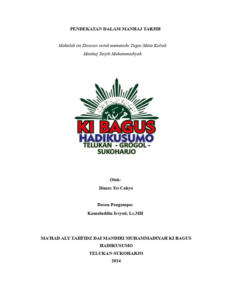 Pendekatan Manhaj Tarjih Muhammadiyah | PDF
