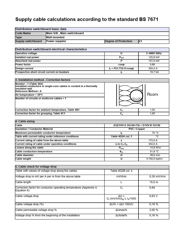 Supply Cable Calculations According To The Standard BS 7671 | PDF | Electrical Conductor ...