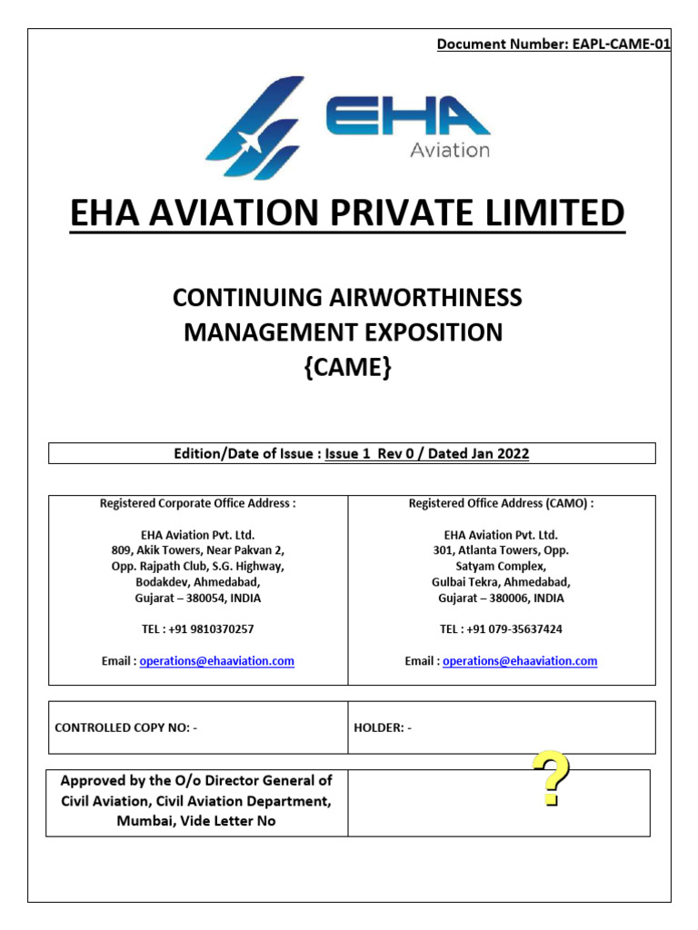 Draft Continuing Airworthiness Management Organisation (CAME) - Digi ...