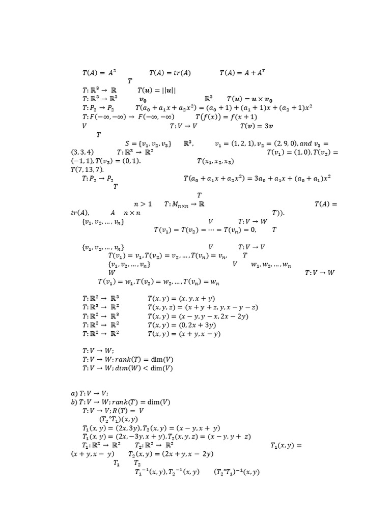 LT - Worksheet of Liner Algebra | PDF | Linear Map | Basis (Linear Algebra)
