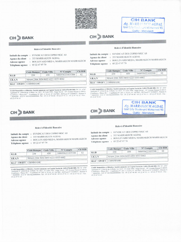 Attestation de Rib MGC A8 | PDF