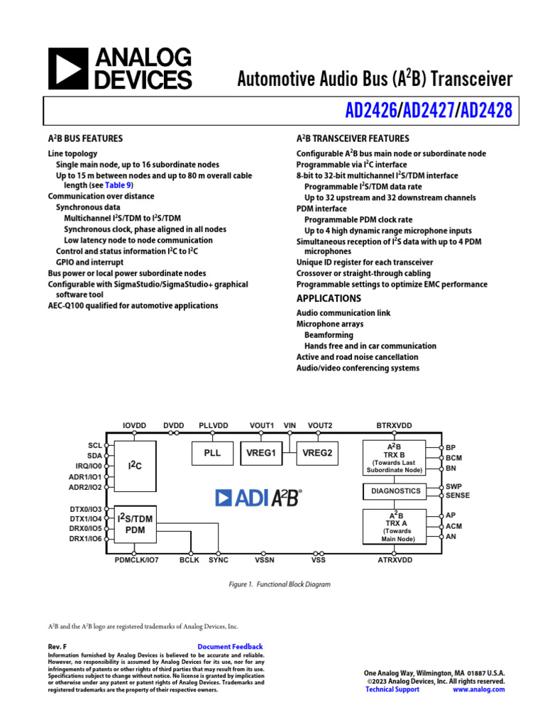Automotive Audio Bus (A B) Transceiver / /: AD2426 AD2427 AD2428 | PDF ...