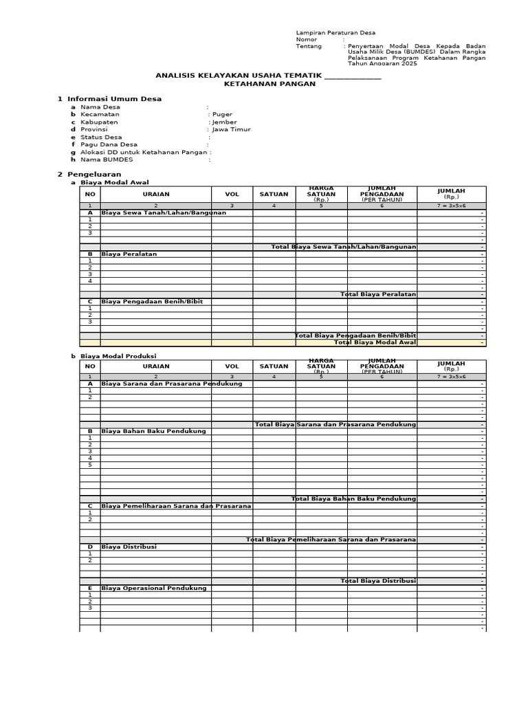 Lampiran Analisa Usaha BUMDES | PDF