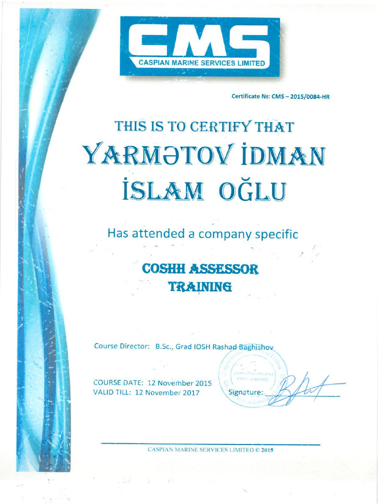 S0084 COSHH Assessor Training | PDF