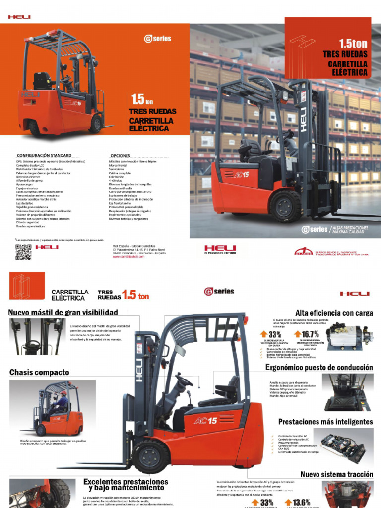 Heli G Series 1,5 Ton 3 Ruedas Electrica AC | PDF