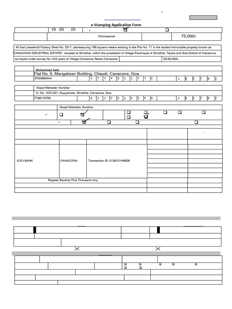 e-Stamping Application Form Guide | PDF | Cheque | Payments