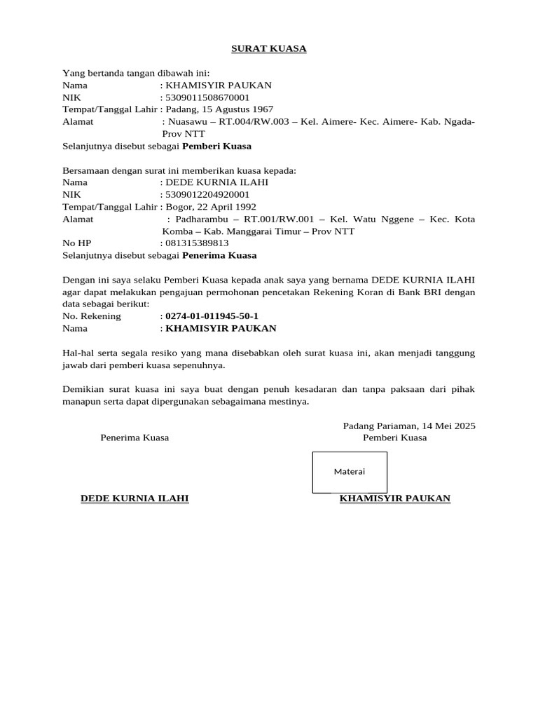 Surat Kuasa | PDF