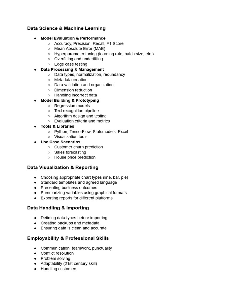 Data Science & Machine Learning Curriculum | PDF