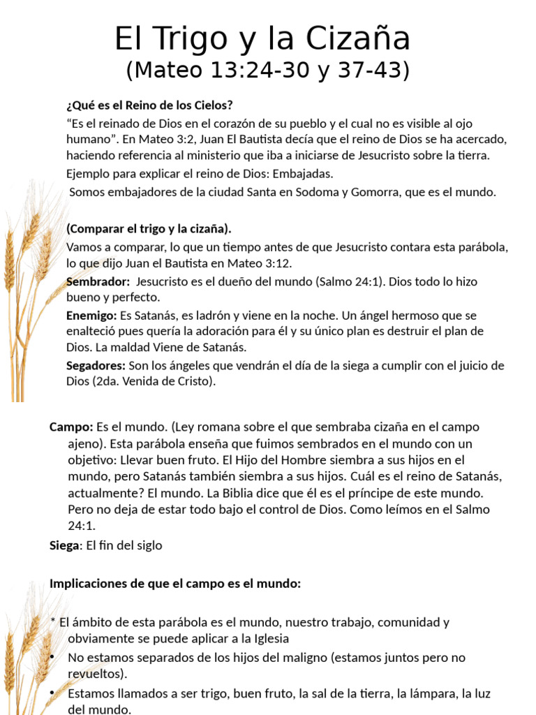 El Trigo y La Cizaña | PDF | Cristo (título) | Infierno