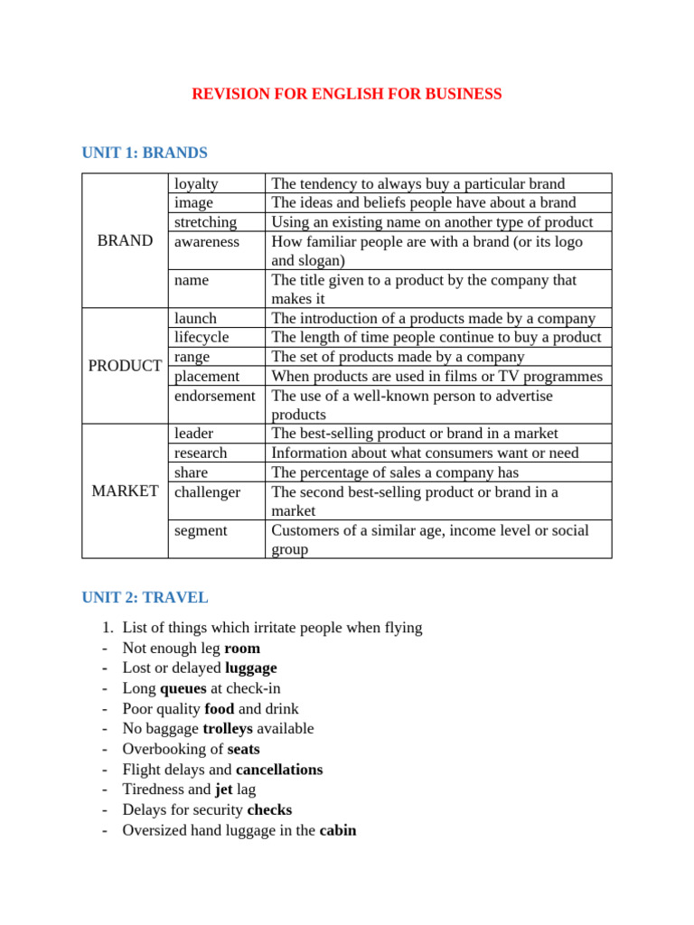 Revision For English For Business | PDF | Stocks | Financial Markets