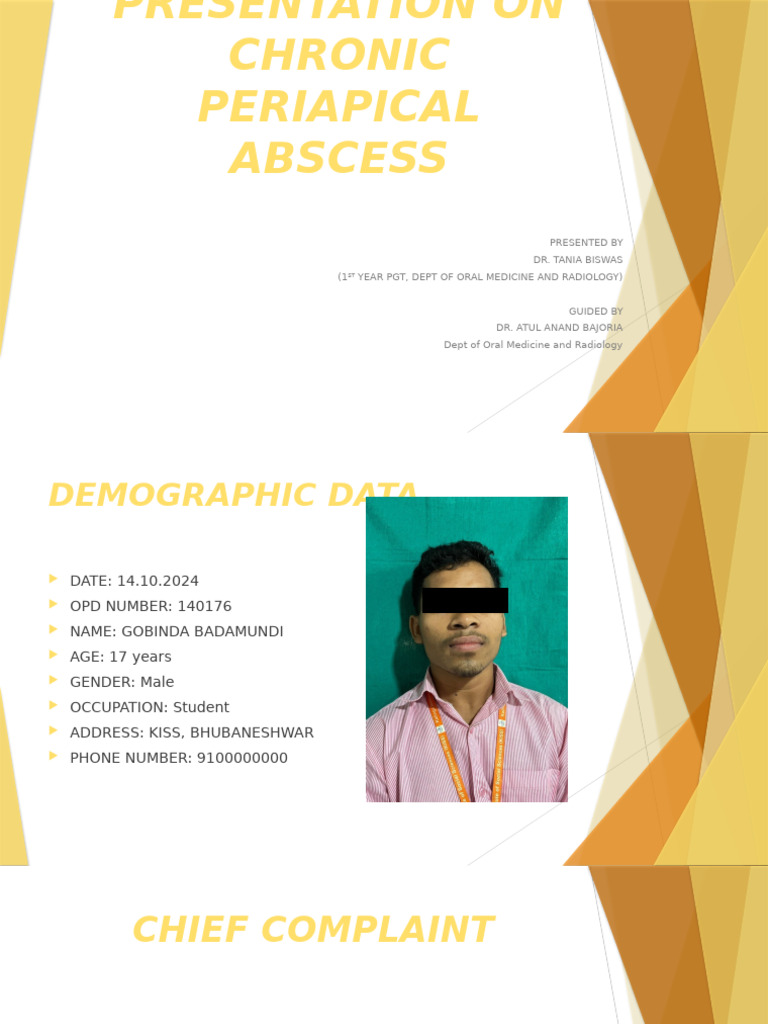 Chronic Periapical Abscess Presentation | PDF