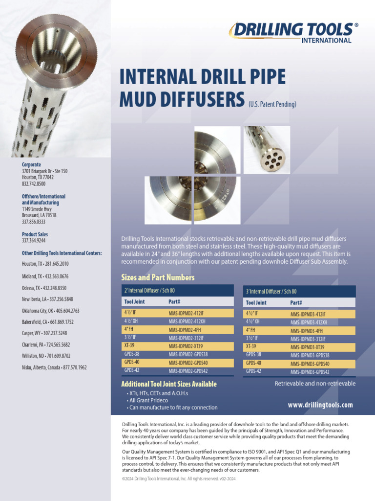 SS Internal Drill Pipe Mud Diffusers | PDF | Mechanical Engineering ...
