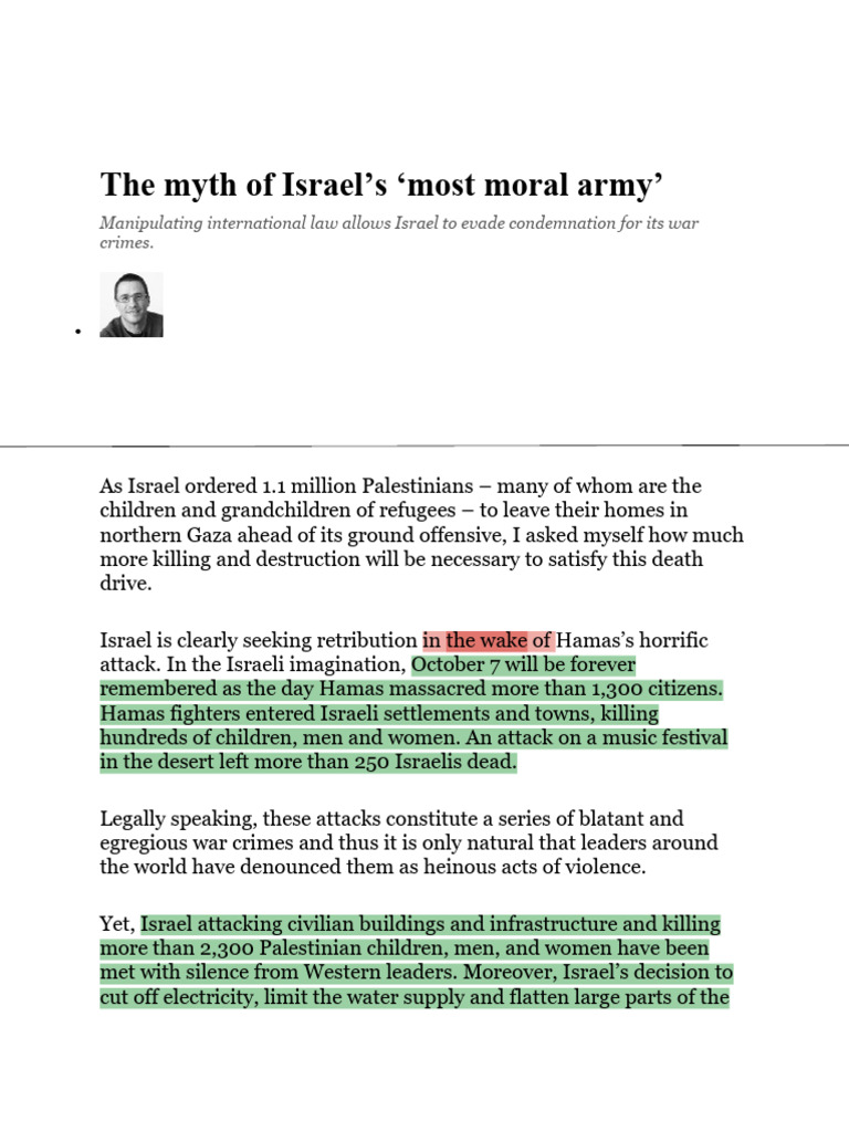 Israel's Moral Army Myth Explored | PDF | Gaza Strip | Israel