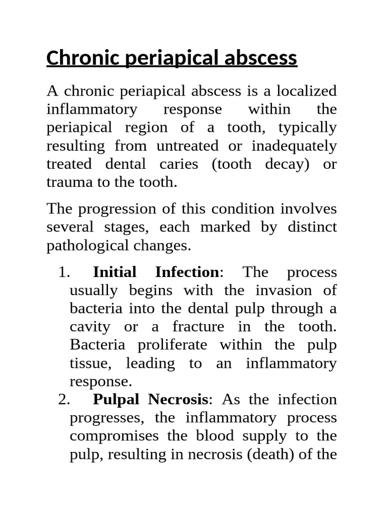 Chronic Periapical Abscess 1 | PDF | Clinical Medicine | Diseases And ...